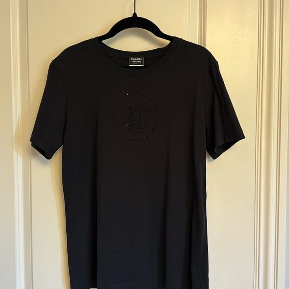 CHANEL | Tops | Chanel T Shirt With Crystals | Poshmark